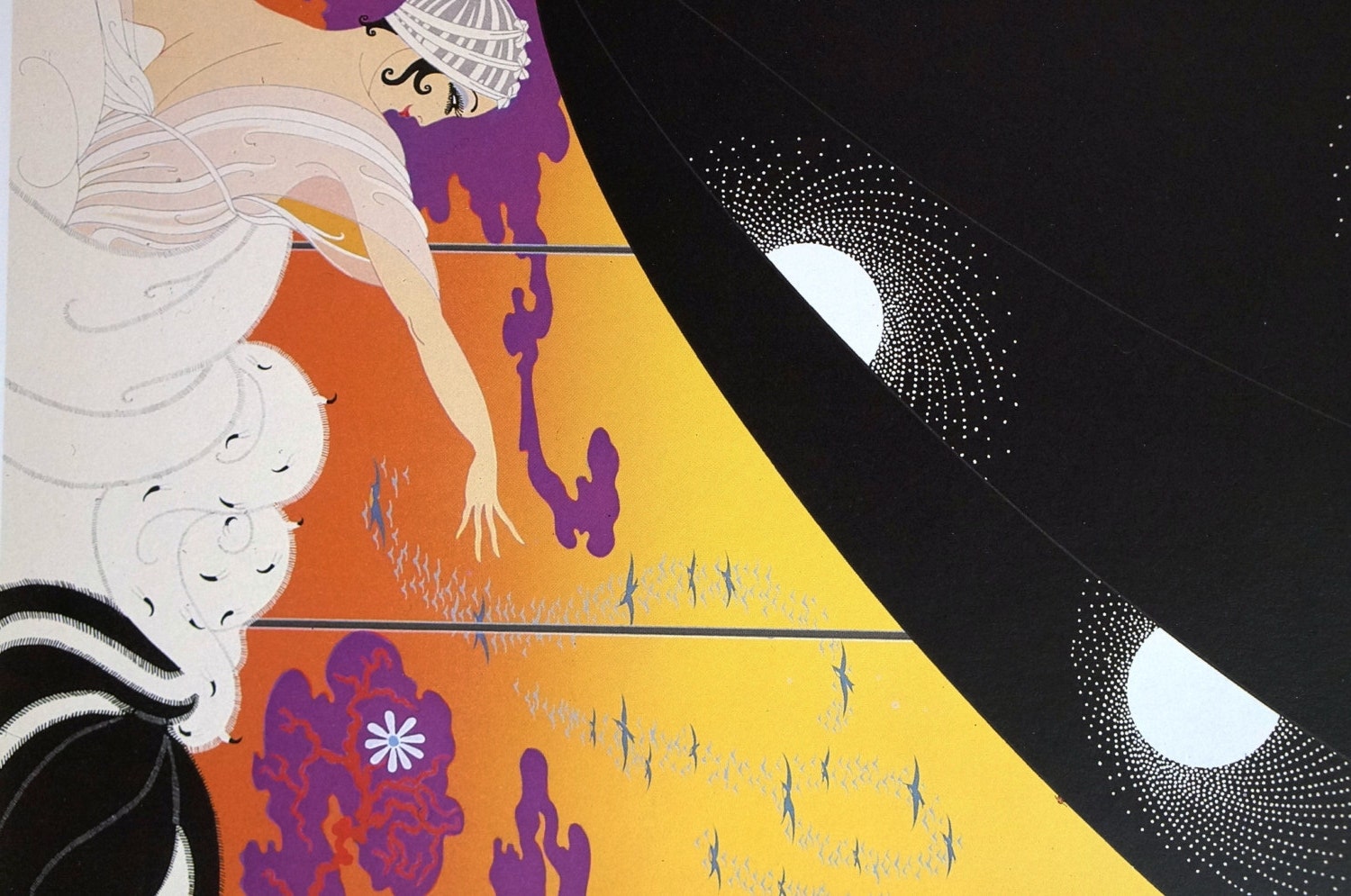 Erte 1982 COMING of SPRING Birds on Horizon Sunrise GIRL in | Etsy