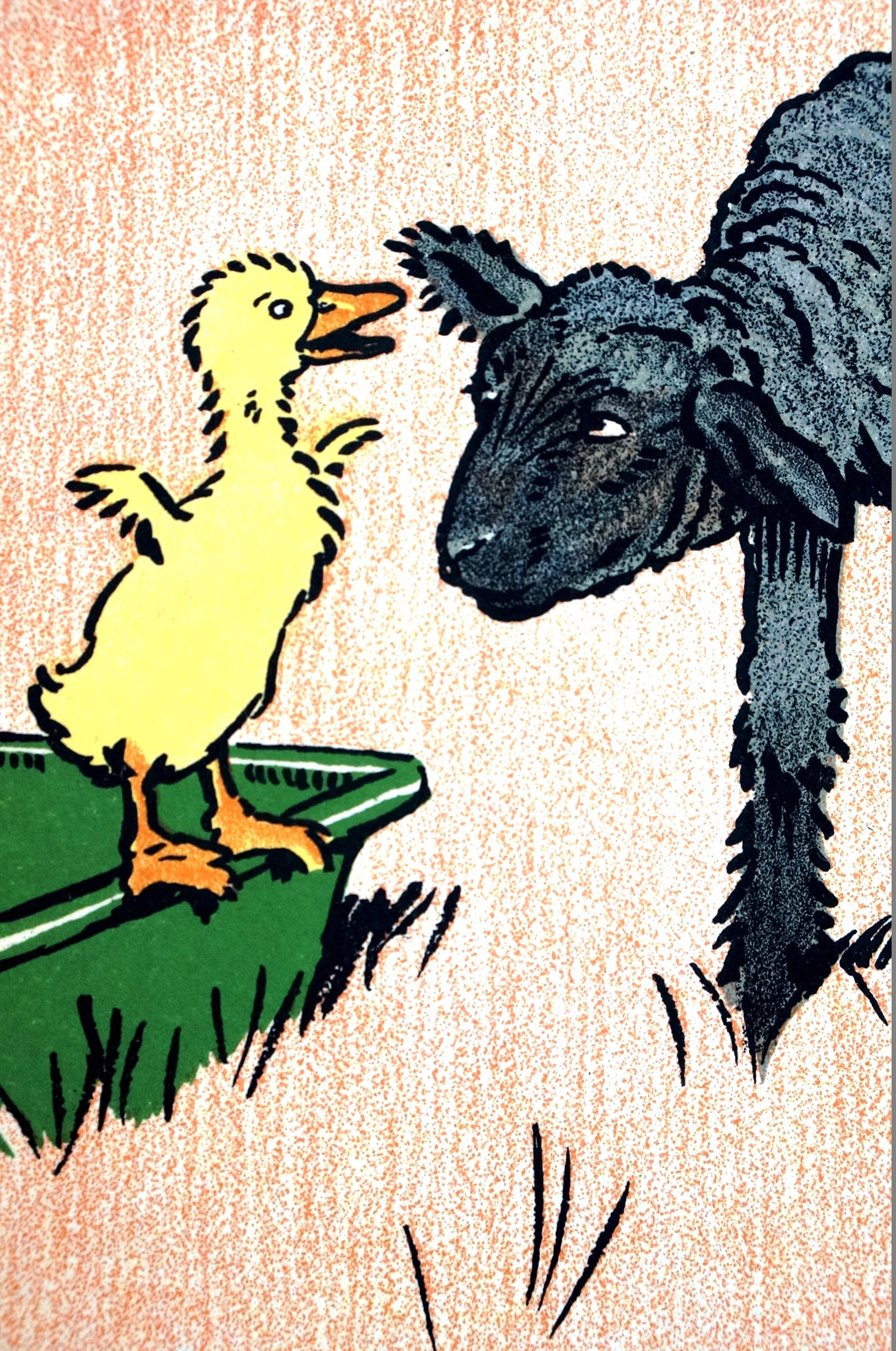 Prints Lithographs Baby Lamb LAMBKIN LAUGHS Professionally Matted ...