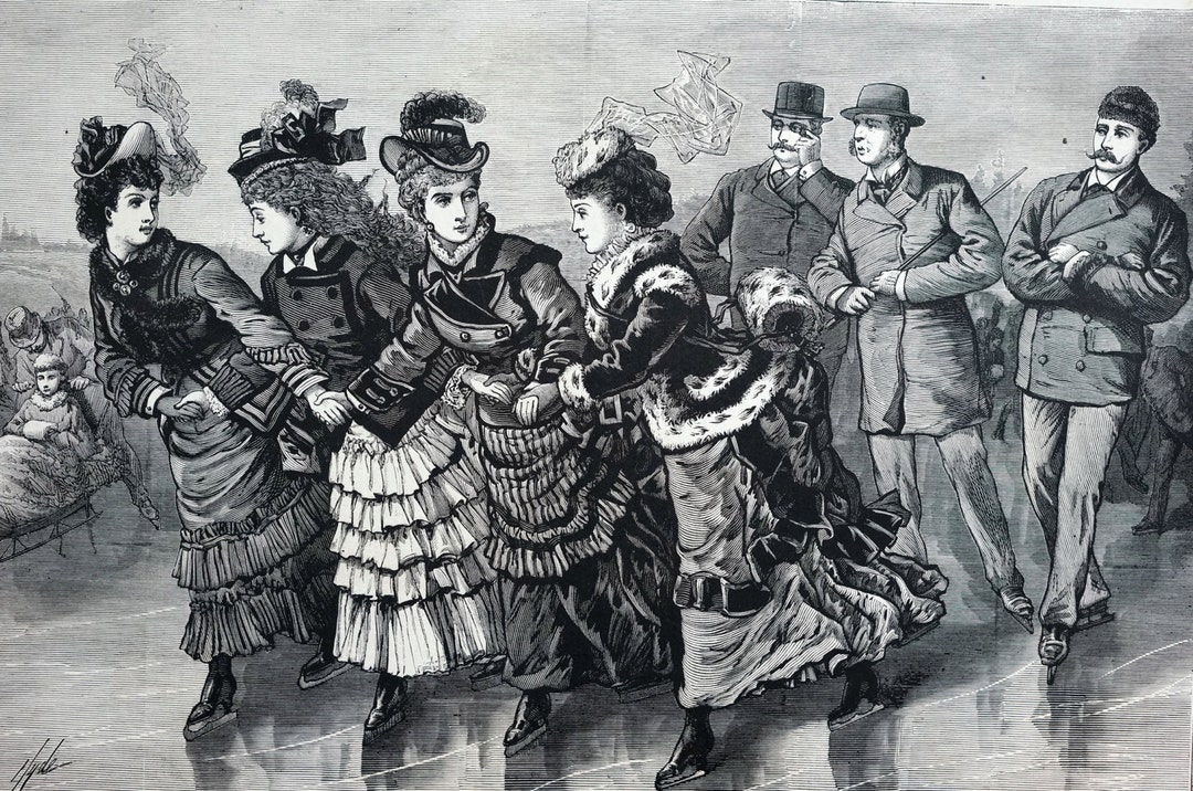 Hyde 1875 Central Park Nyc LAST SKATING PARTY Winter Victorian Ladies ...