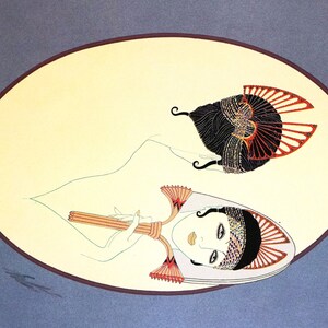Erte Matted Print 1982 - FLAPPER Looking in the MIRROR Jewel HEADBAND ...