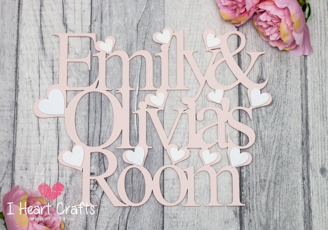 Shared Room Sign - Sisters - Twins - Pink - Butterflies - Hearts ...