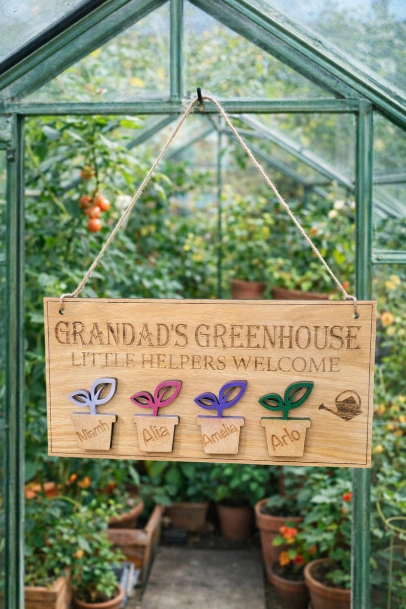 Personalised Grandad's Greenhouse Sign: Custom Wooden Garden Plaque ...