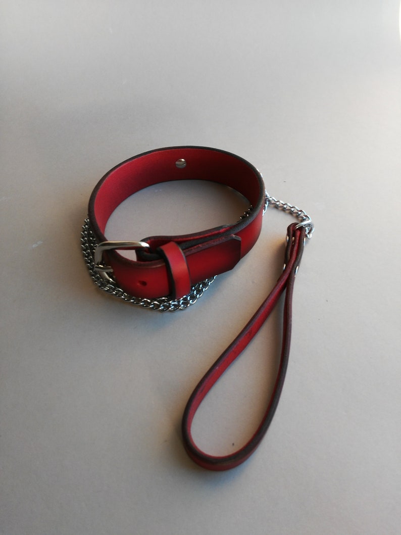 Dark red BDSM collarLeather BDSM collar 1 wide collar | Etsy