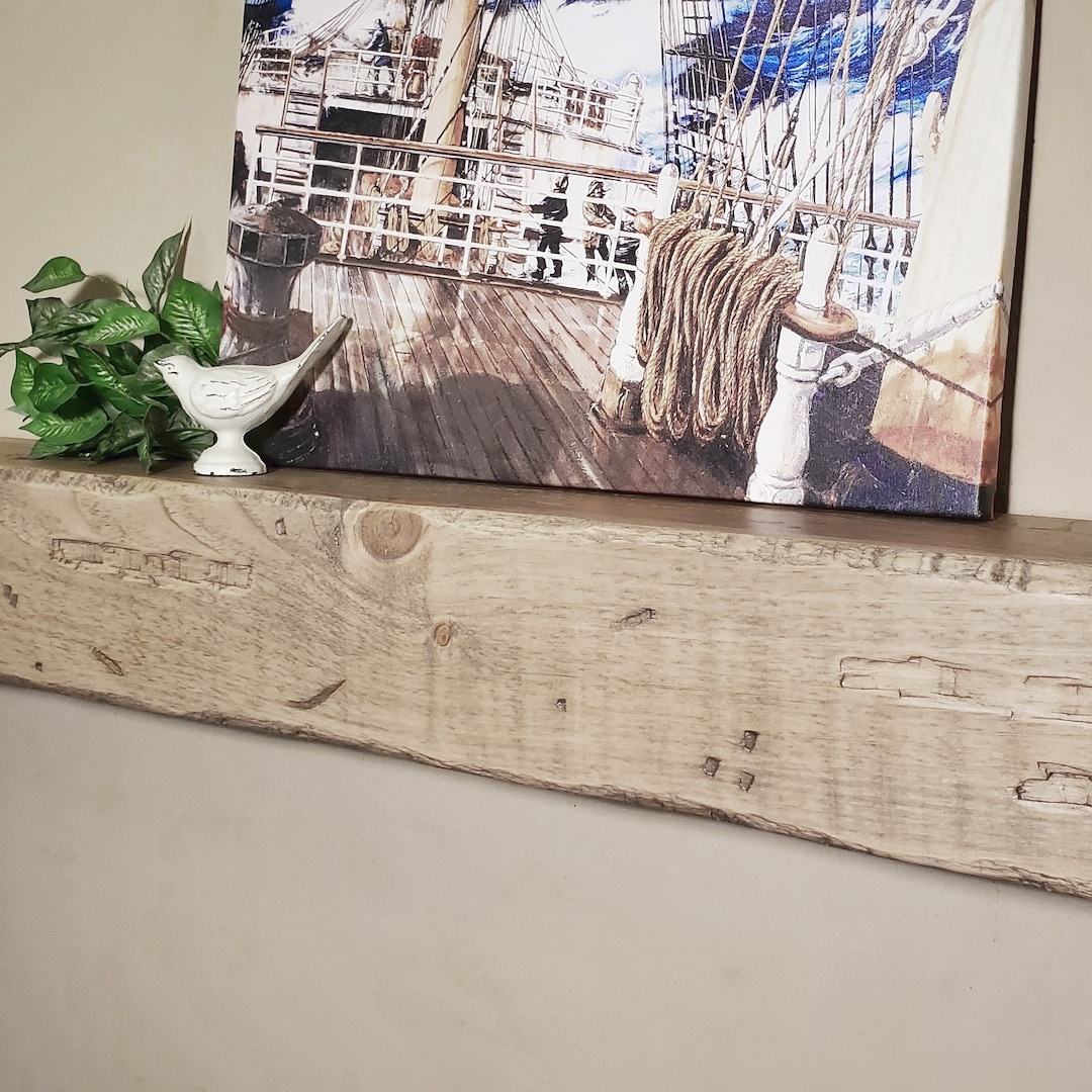 Beach Theme Fireplace Mantel, Rustic Driftwood , Beach House Mantel ...