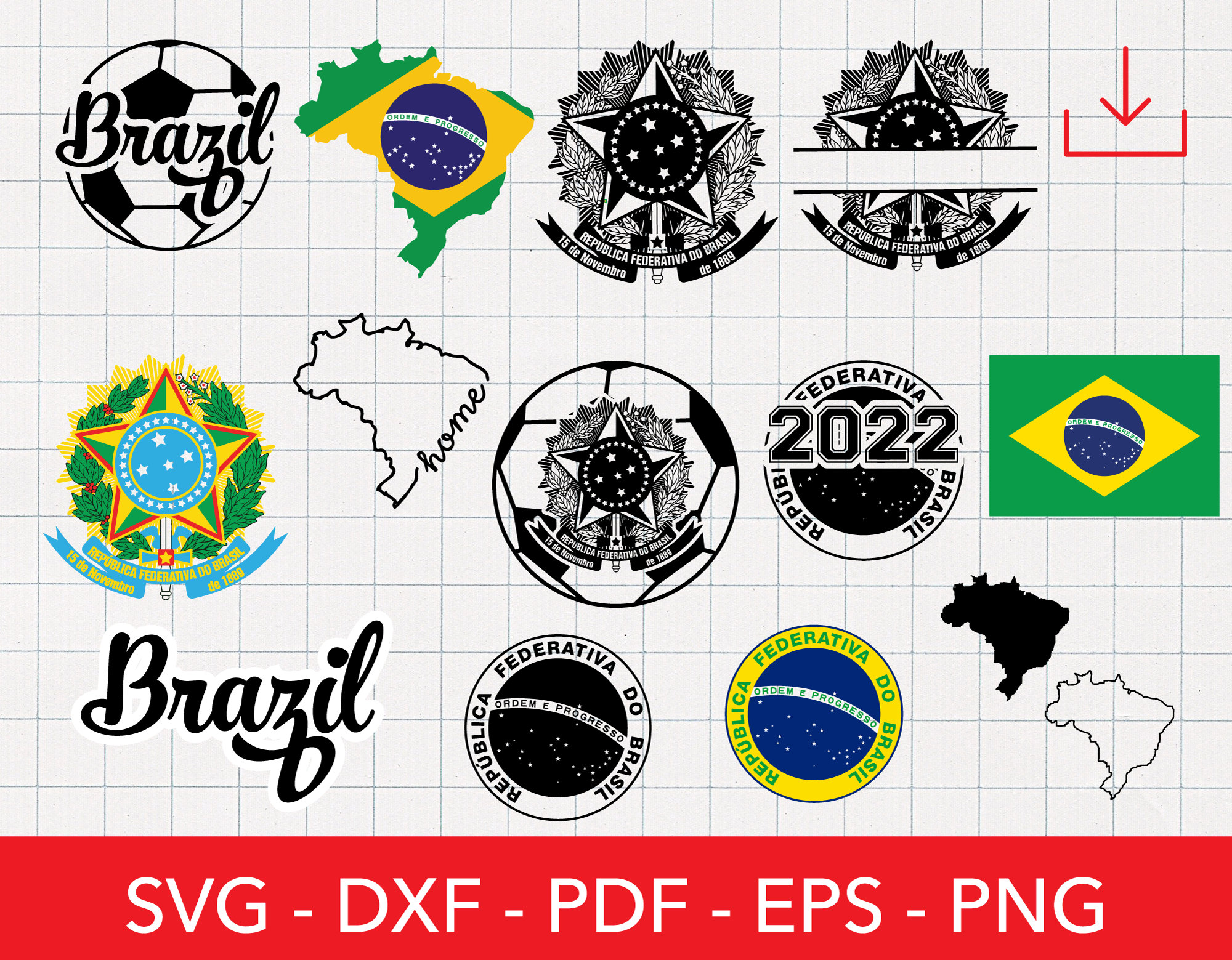 Brazil Svg Brazil Bundle Seal of Brazil São Paulo Crest - Etsy