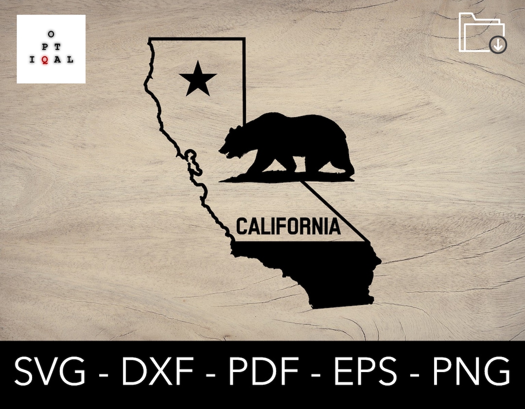 California State Flag Map Black and White Shape SVG - Sticker, Vector ...