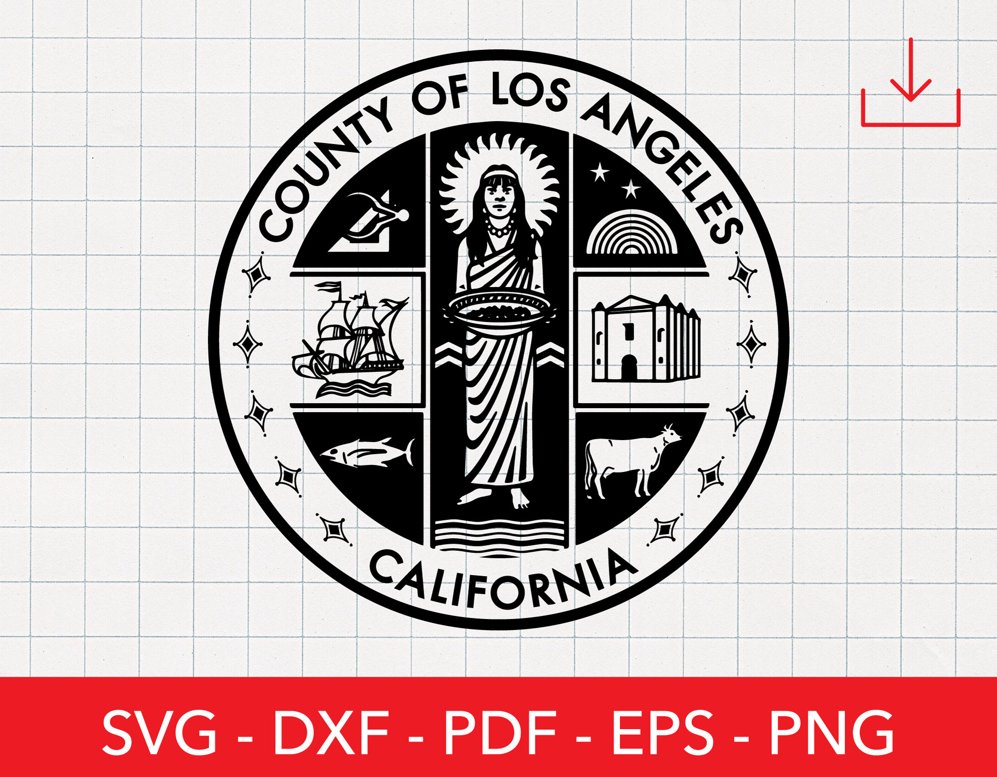 Los Angeles California Svg City Seal Png Crest Badge - Etsy