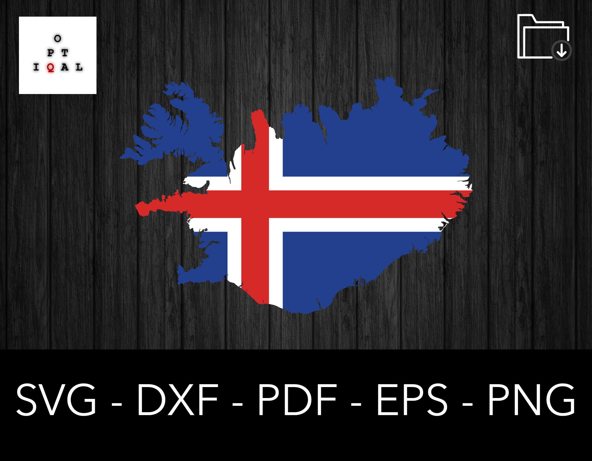 Iceland Icelandic Flag Map Svg Shape Sticker Vector Decal | Etsy