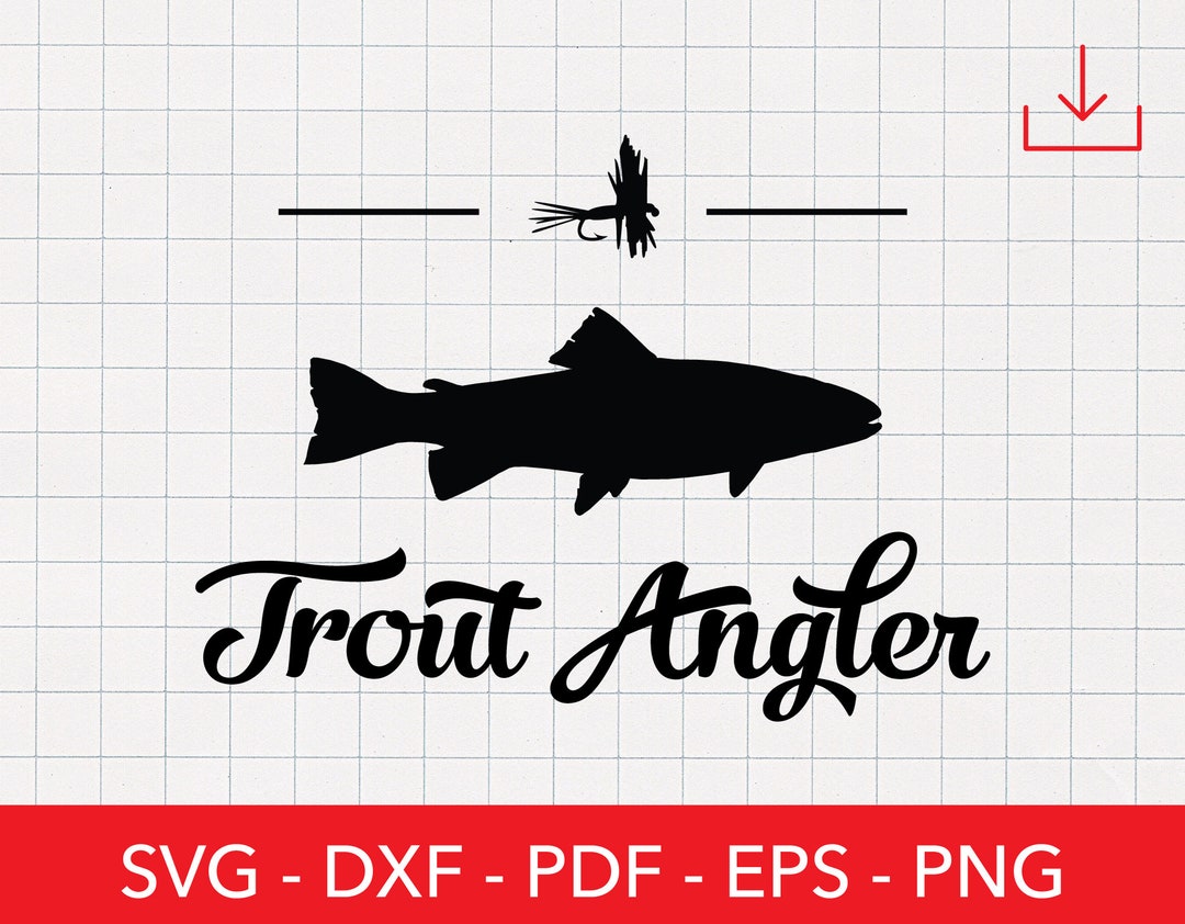 Trout Angler Svg, Adventure Png, Trout and Mountains Clipart, Fish Png ...