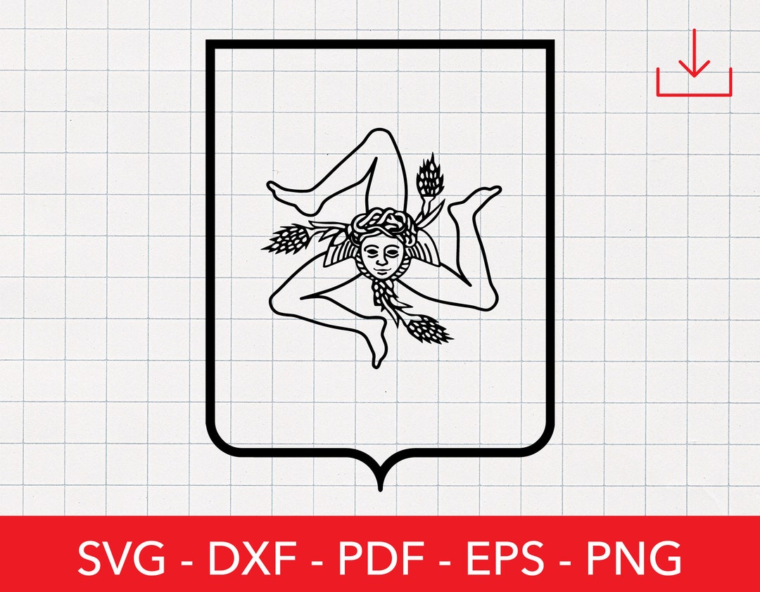 Sicily Svg, Sicilian Flag, Italy Svg, Seal of Sicily Clipart, Crest, Badge, Emblem, Cricut ...