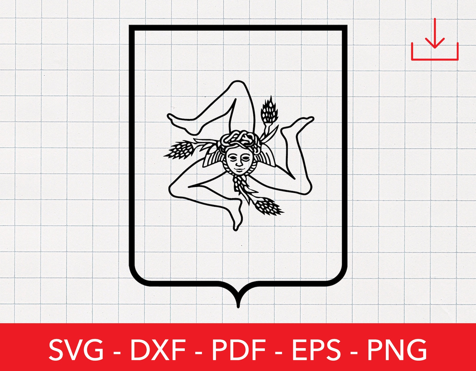 Sicily Svg, Sicilian Flag, Italy Svg, Seal of Sicily Clipart, Crest ...