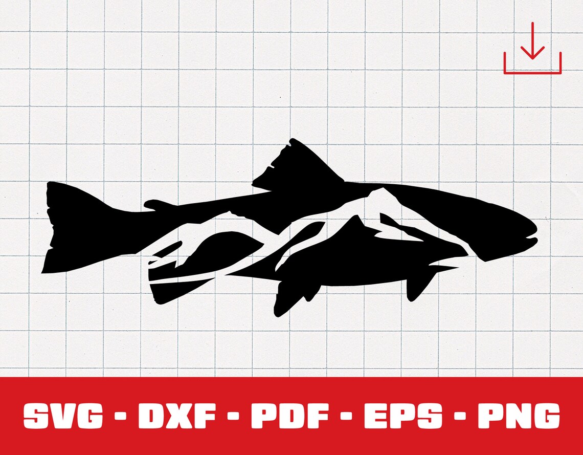 Trout Svg Adventure Png Trout and Mountains Clipart Trout - Etsy