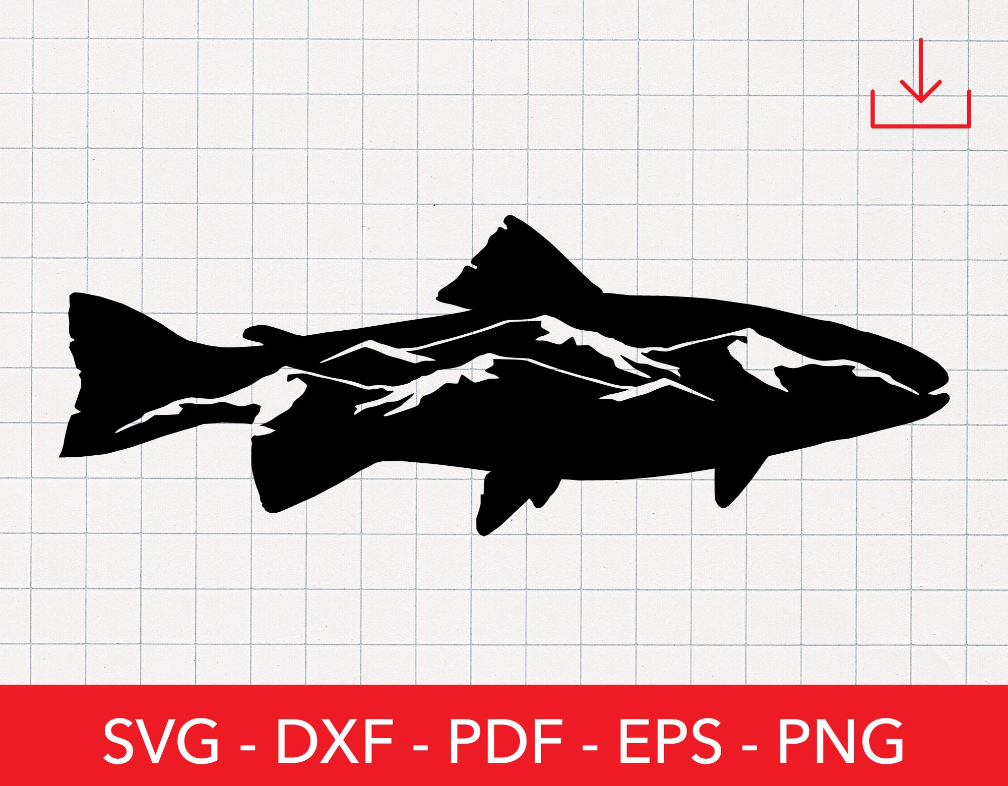 Trout Svg Adventure Png Trout and Mountains Clipart Fish - Etsy