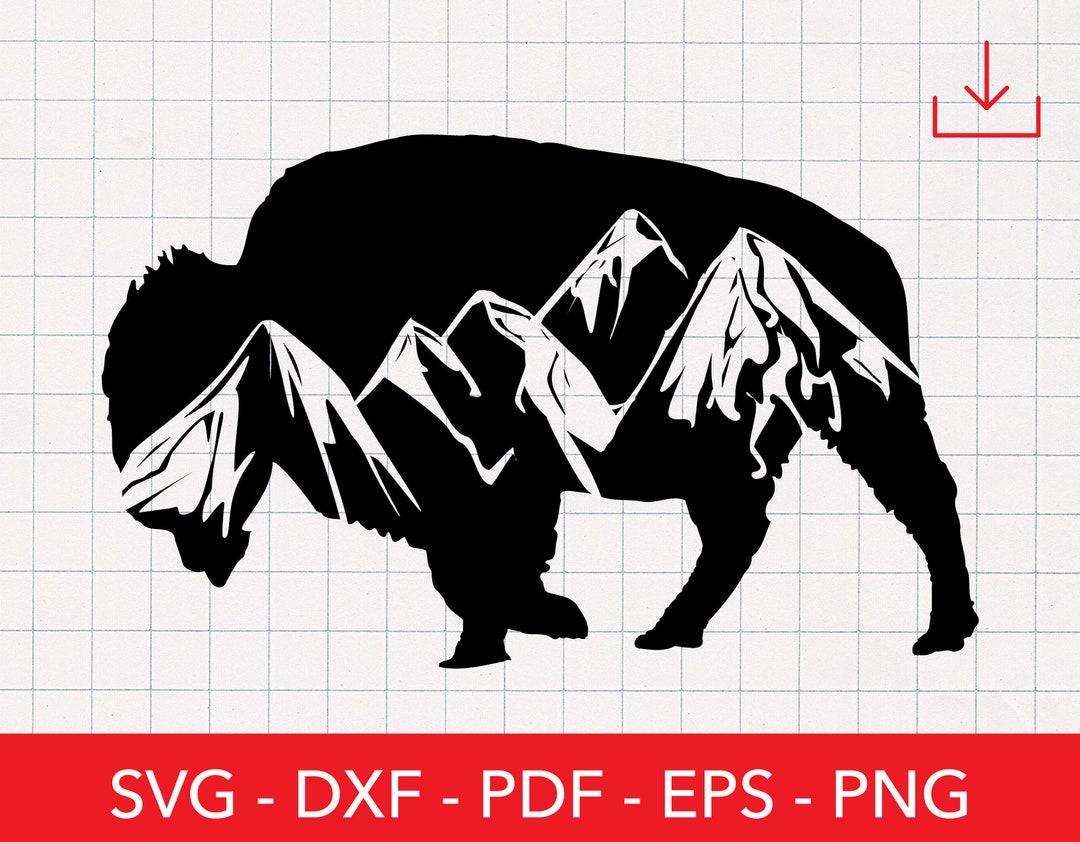 Buffalo Svg, Adventure, Bison and Mountains Svg, Forest Svg, Hunter ...
