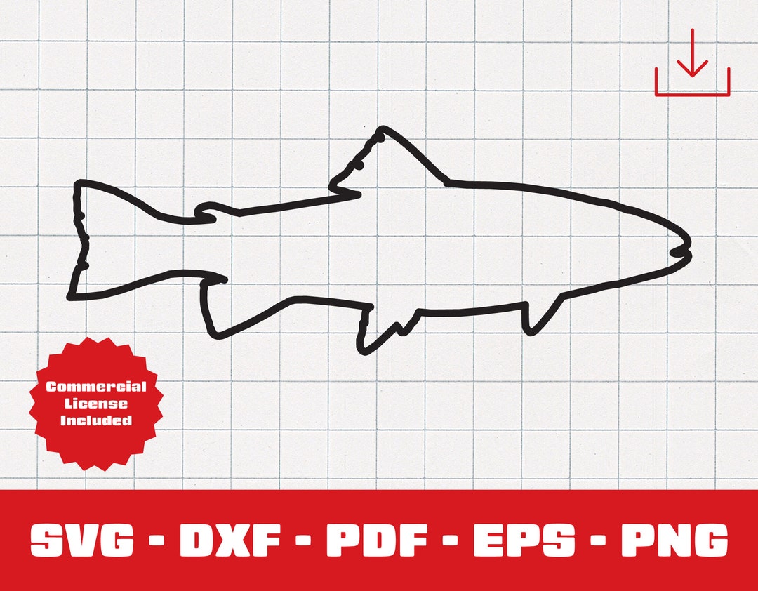 Trout Svg, Adventure, Fish Outline Vector, Fly Fishing Clipart, Cricut ...