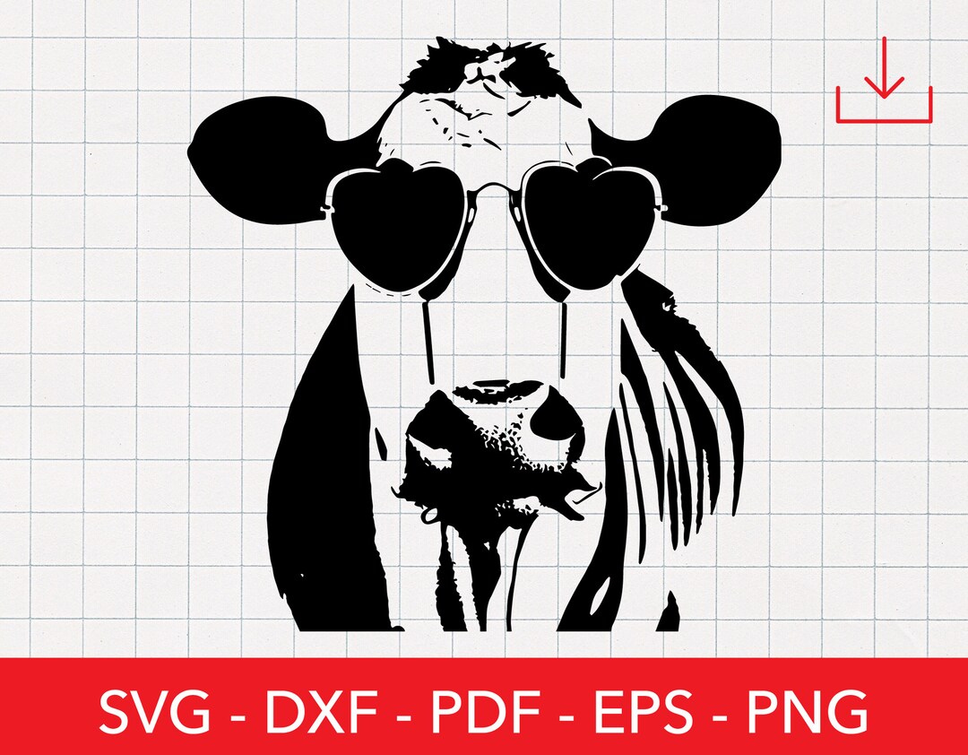 Cow With Sunglasses Svg, Shades Svg, Cool Cattle, Funny Animal Png File ...