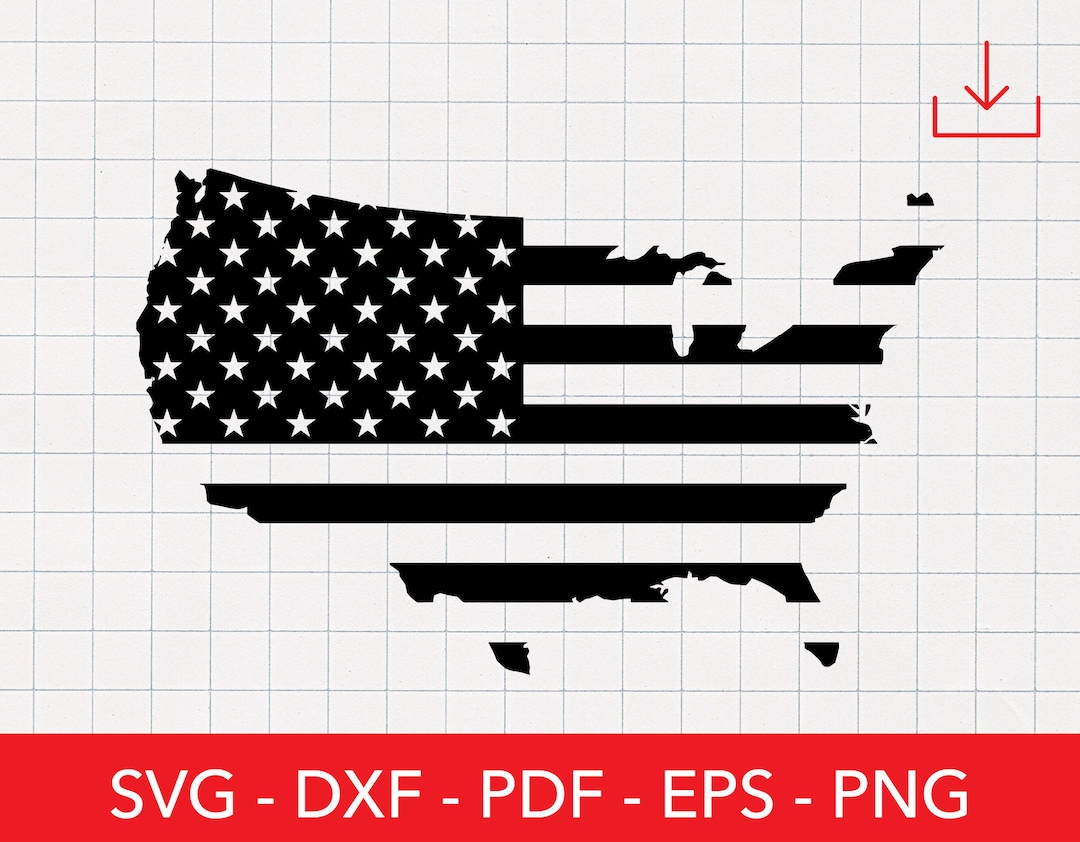 American Flag Shape Svg, USA Map, United States Png, Cricut File, Logo ...