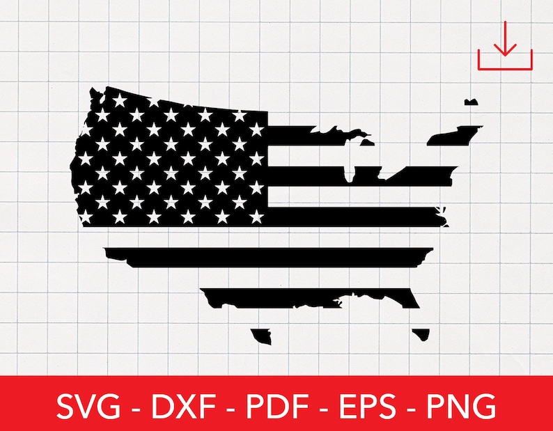 American Flag Shape Svg USA Map United States Png Cricut - Etsy