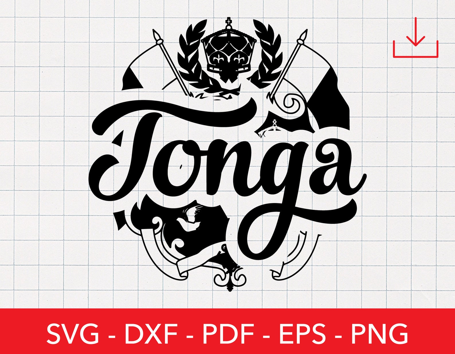 Tonga Svg, Tongan Flag Svg, Seal of Tonga Svg, Tongatapu Crest, Badge ...