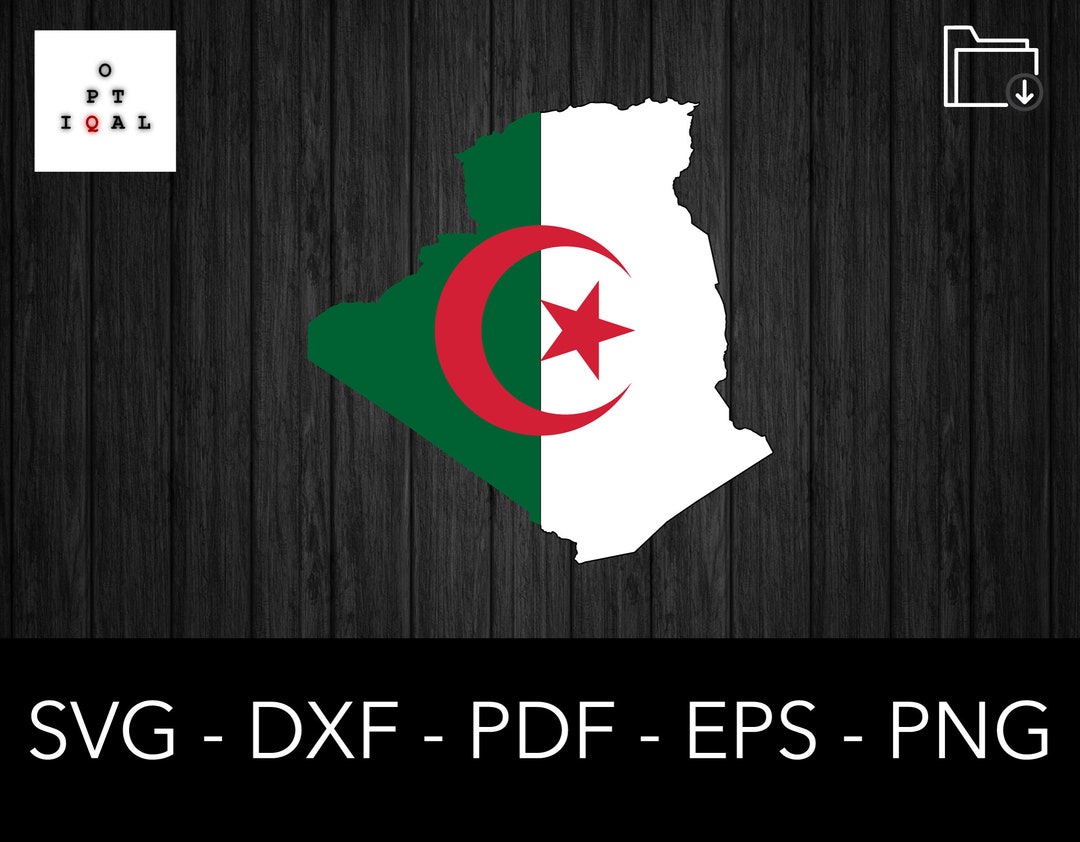 Algeria Algerian Flag Map Shape SVG - Sticker, Vector, Decal, Logo ...