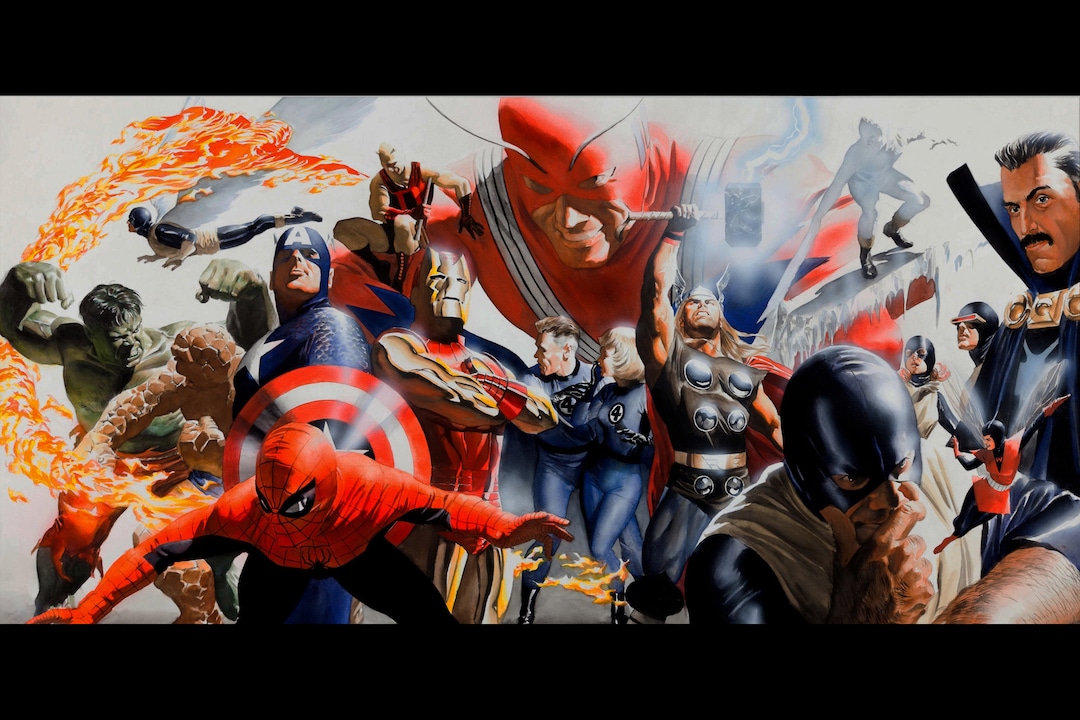 Alex Ross Marvels (full Image) Silk Canvas Fabric Poster (36" X 24 ...