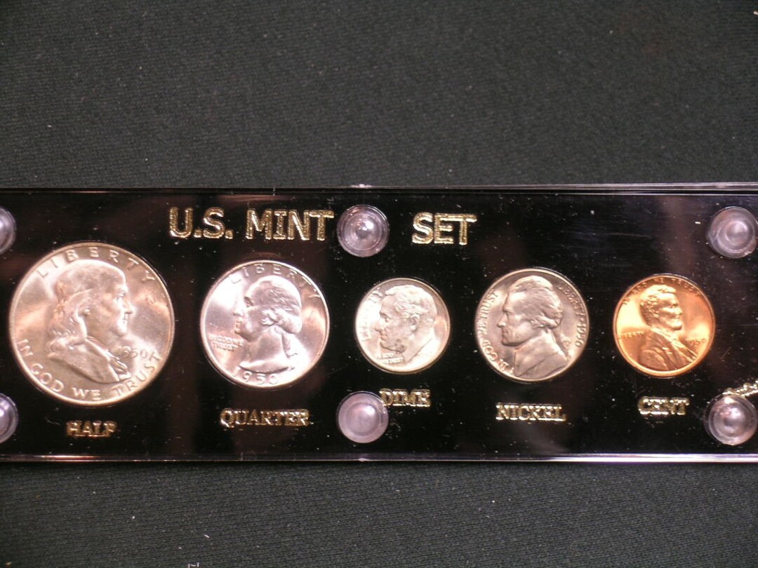 1950 D Brilliant Uncirculated Coin Year Set Vintage 5 Coin Set Luster ...
