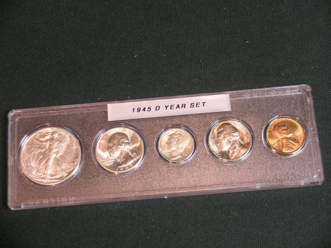 1945 D Brilliant AU/BU Coin Year Set Vintage 5 Coin Set Luster Birth ...