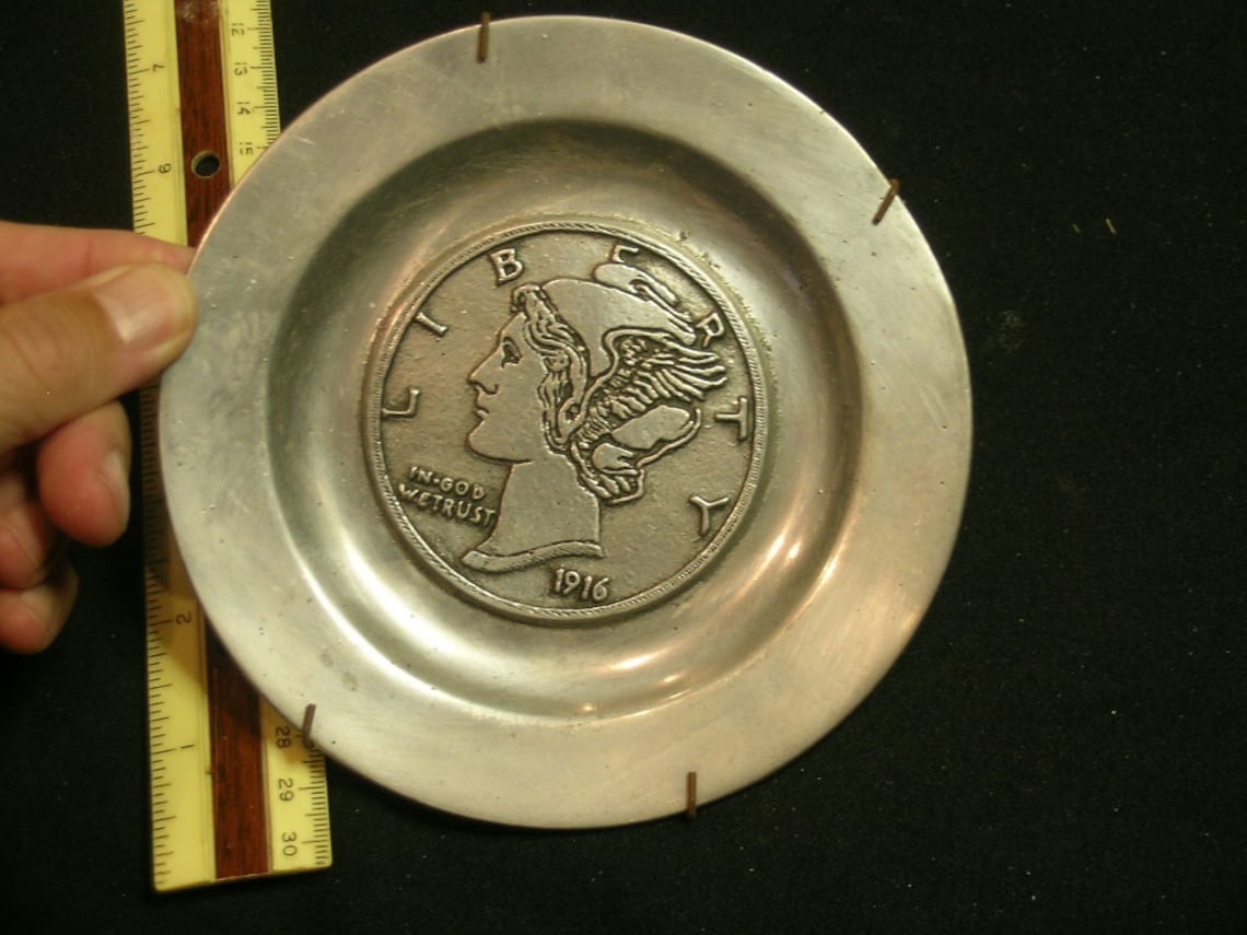 Mercury Dime Collectible Plate - Pewter-like -- 6 Inches Across - Etsy