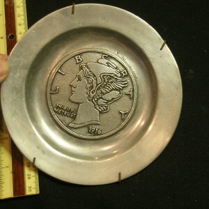 Mercury Dime Collectible Plate - Pewter-like -- 6 Inches Across - Etsy