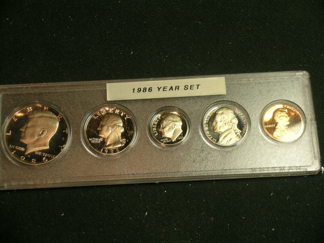 1986 Proof Coin Year Set - Vintage 5 Coin Set Luster -- Birth Year ...