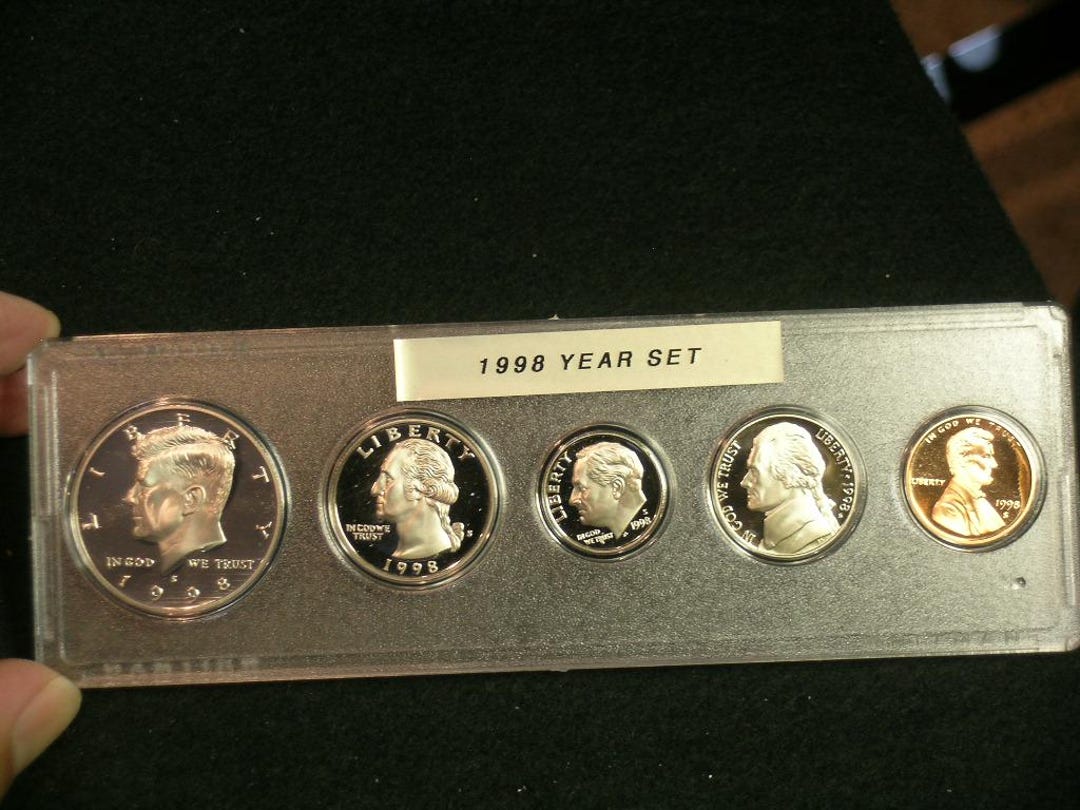 1998 Proof Coin Year Set - Vintage 5 Coin Set Luster -- Birth Year ...
