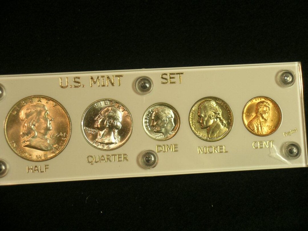 1954 D Brilliant Uncirculated Coin Year Set Vintage 5 Coin Set Luster ...