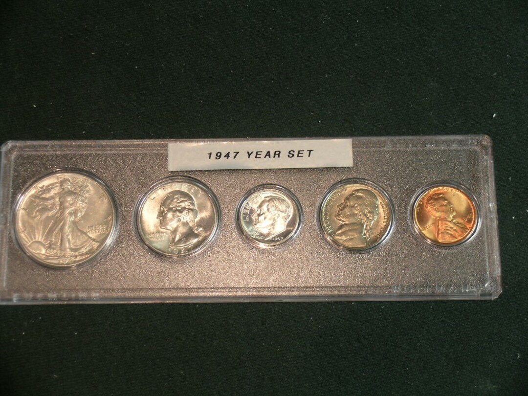 1947 Very Nice AU/BU Coin Year Set Vintage 5 Coin Set Luster Birth Year ...