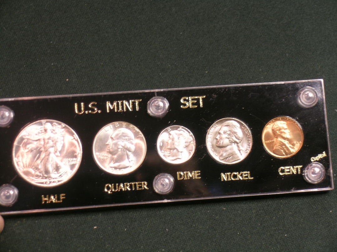 1940 Brilliant Uncirculated Coin Year Set - Vintage 5 Coin Set Luster ...