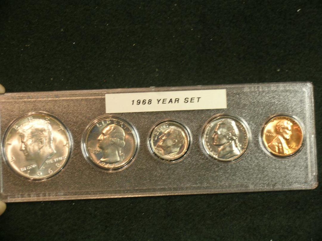 1968 Uncirculated Coin Year Set - Vintage 5 Coin Set Luster -- Birth ...
