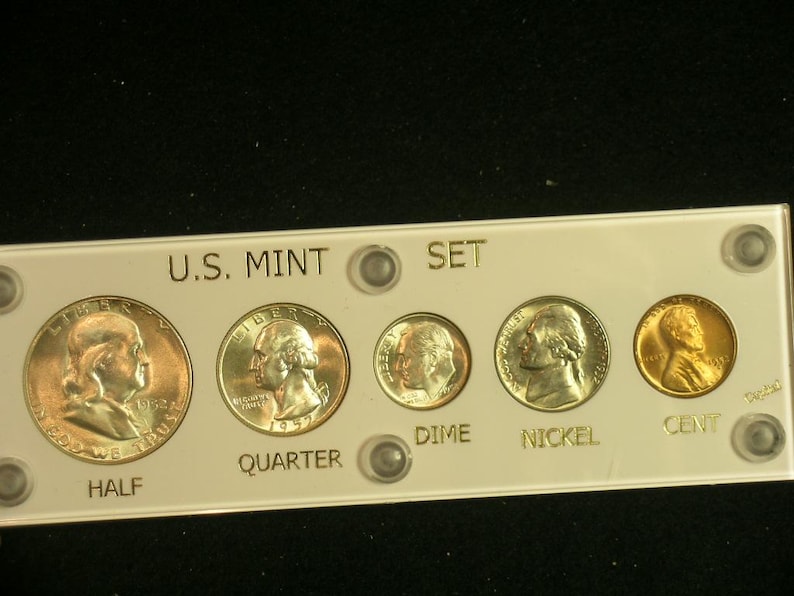1952 S Brilliant Uncirculated Coin Year Set - White Capital Holder ...
