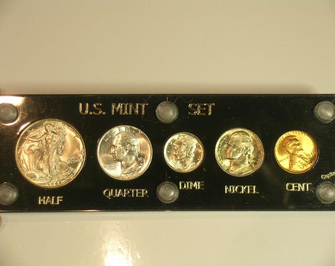 1944 Brilliant Uncirculated Coin Year Set - Vintage 5 Coin Set Luster ...