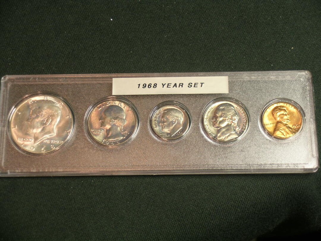 1968 Uncirculated Coin Year Set Vintage 5 Coin Set Luster - Etsy