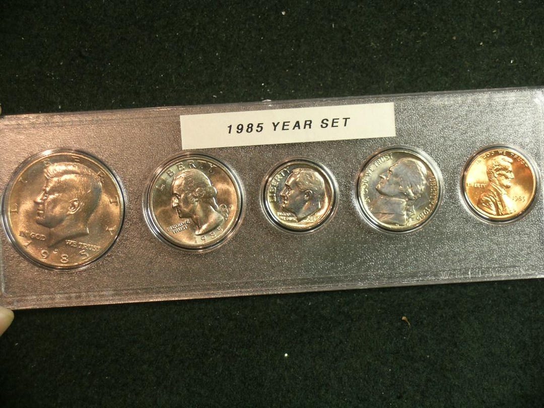 1985 P Uncirculated Coin Year Set Vintage 5 Coin Set Luster Birth Year ...