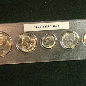 1985 P Uncirculated Coin Year Set Vintage 5 Coin Set Luster Birth Year ...
