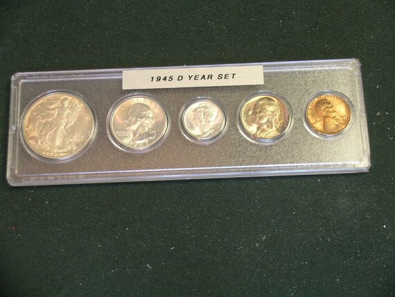 1945 D Brilliant AU/BU Coin Year Set Vintage 5 coin set | Etsy