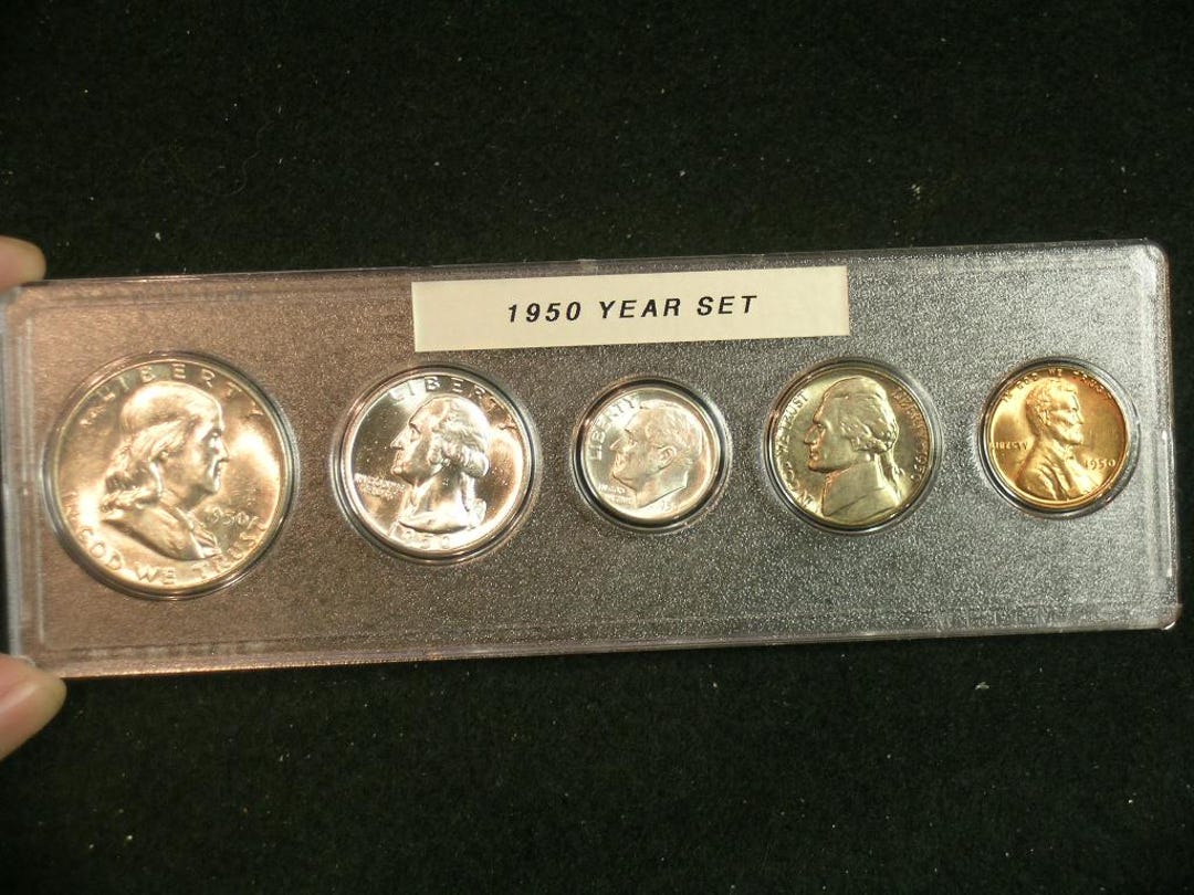 1950 Choice AU/BU Coin Year Set - Vintage 5 Coin Set Luster -- Birth ...
