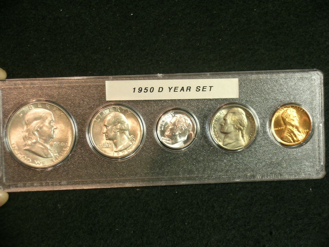 1950 D Choice AU/BU Coin Year Set - Vintage 5 Coin Set Luster -- Birth ...