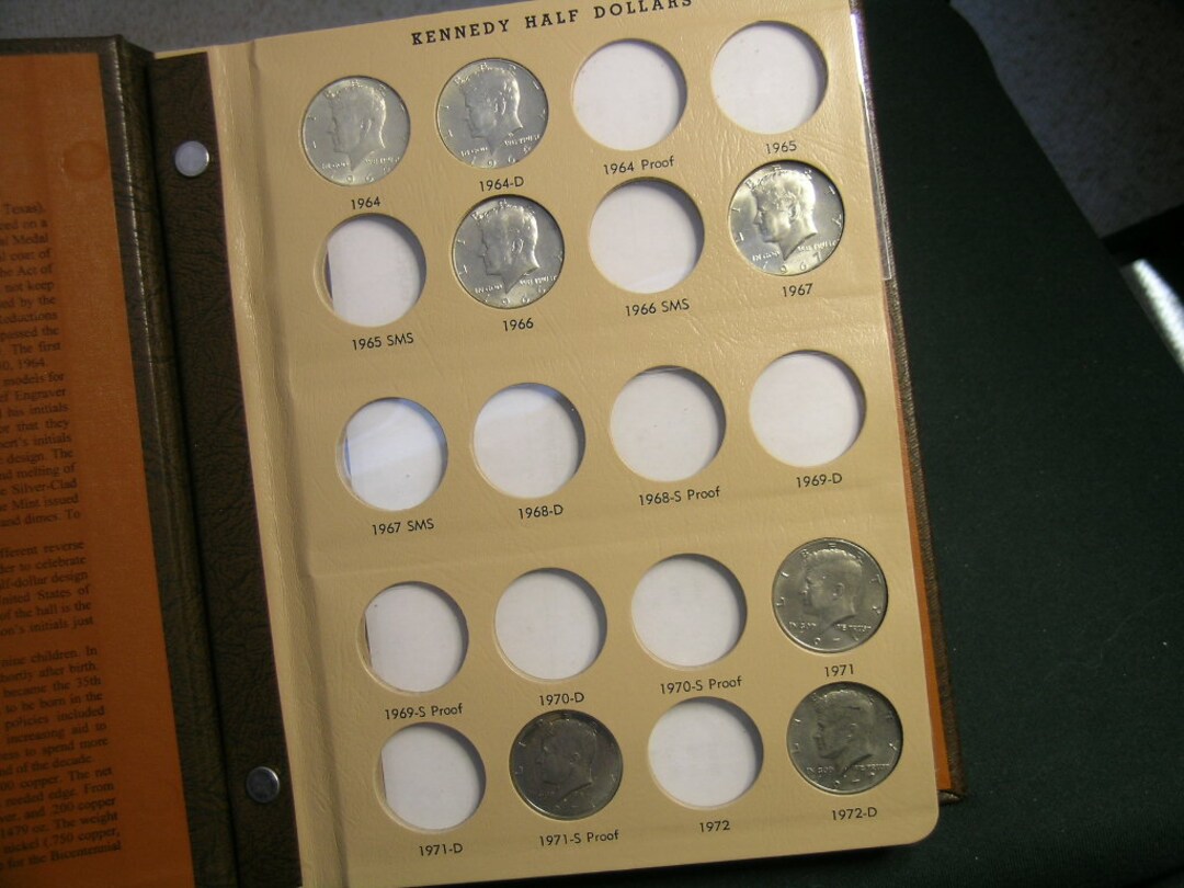 1964 - 2002 Kennedy Half Dollar Book Partial Set BU or Proof in Dansco ...