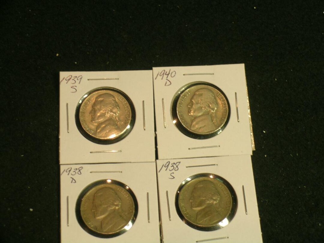 1938-D, 1938-s, 1939-s, 1940-D Jefferson Nickels - Four Nice Better ...