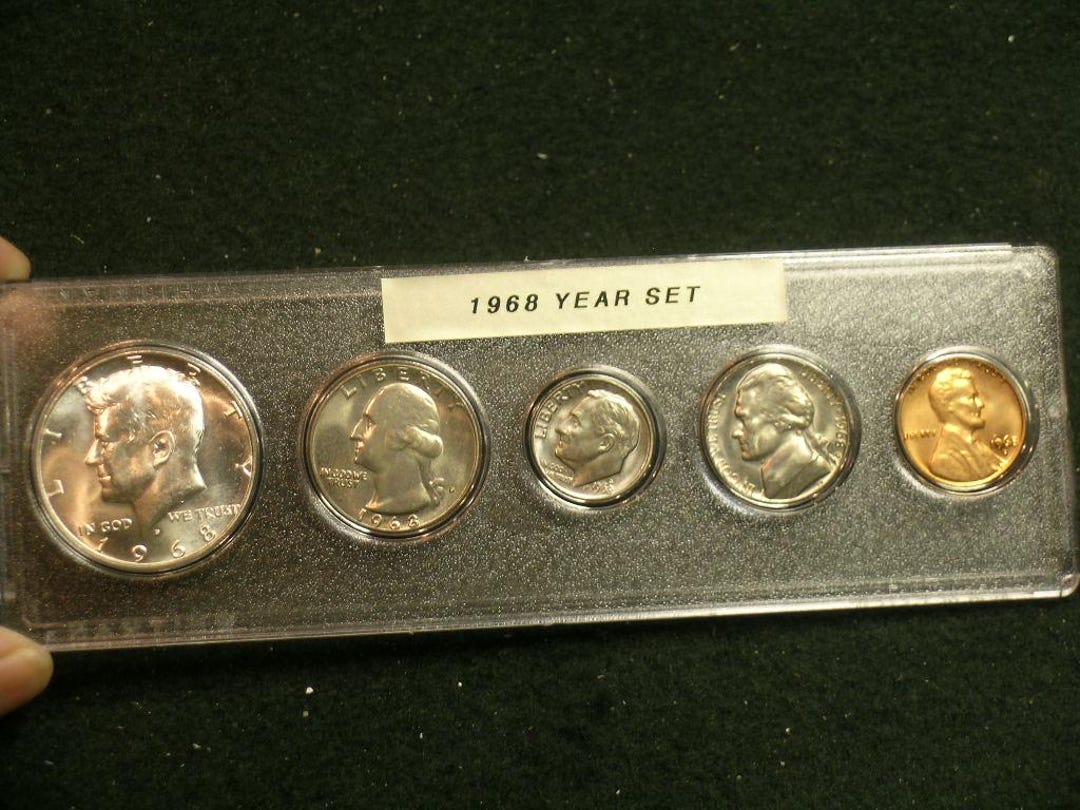 1968 Uncirculated Coin Year Set - Vintage 5 Coin Set Luster -- Birth ...