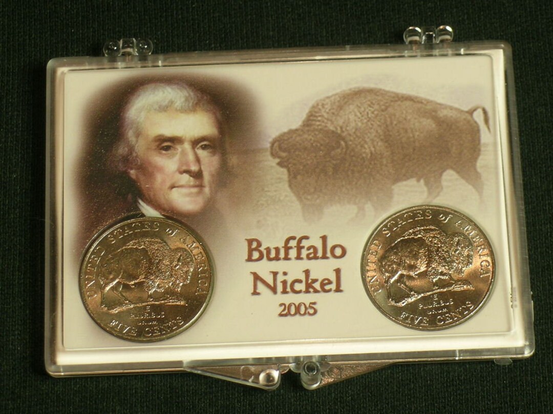 2005 Jefferson Nickel Buffalo P and D Nickels - Displayed in Snap Lock ...