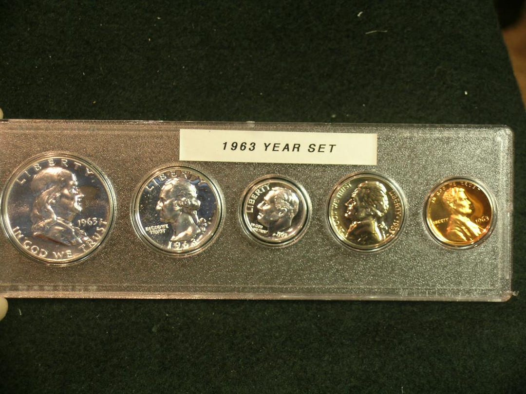1963 Choice Proof Coin Year Set - Vintage 5 Coin Set Luster -- Birth ...