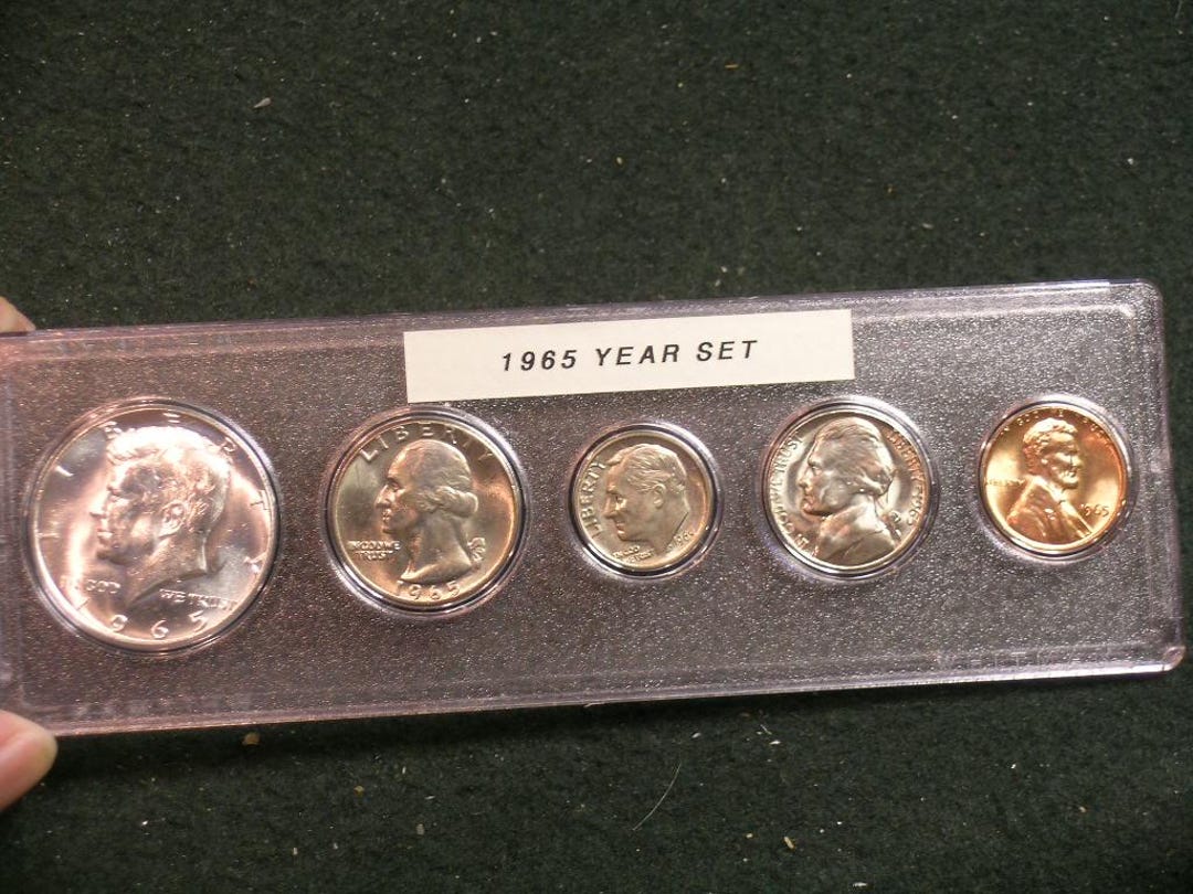1965 Uncirculated Coin Year Set - Vintage 5 Coin Set Luster -- Birth ...