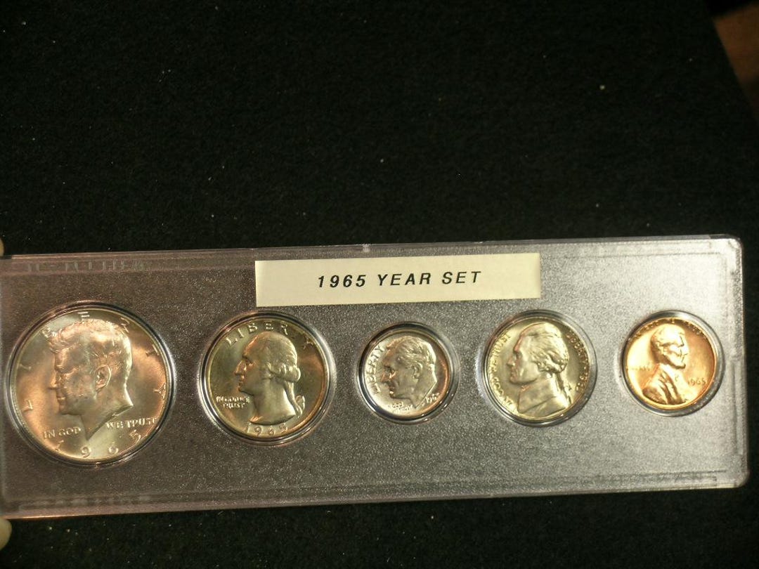 1965 Uncirculated Coin Year Set Vintage 5 Coin Set Luster Birth Year ...
